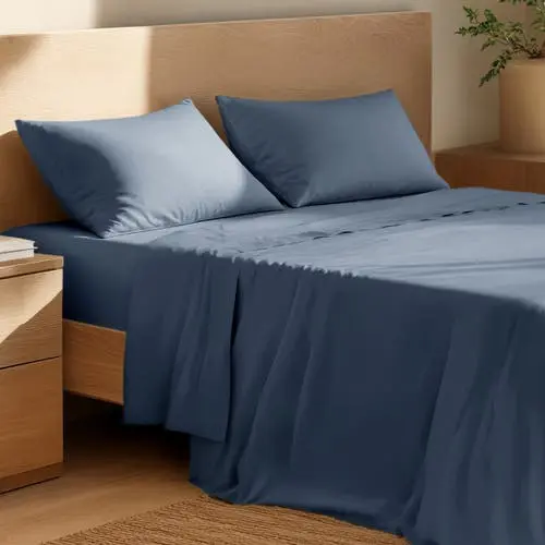 BARE HOME 100% Organic Cotton Percale Cooling Sheet Setfull Xl - Bering Sea