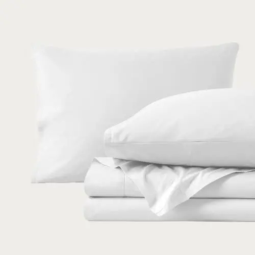 BARE HOME 100% Organic Cotton Percale Cooling Sheet Setfull Xl - White