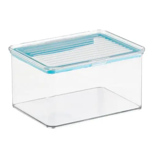 IDESIGN Plastic Bpa-free Pantry Food Storage Organizer Bin With Air-tight Hinged Lid - Clear