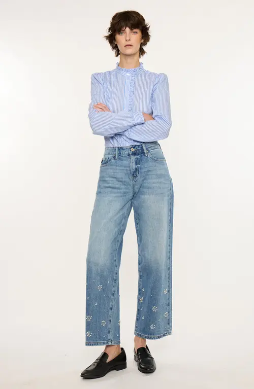 KANCAN Louise Low Slung Baggy Jeans - Medium Wash