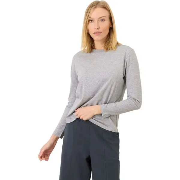 PACT Organic Cotton Softspun Essential Crewneck Long Sleeve Tee - Heather Grey