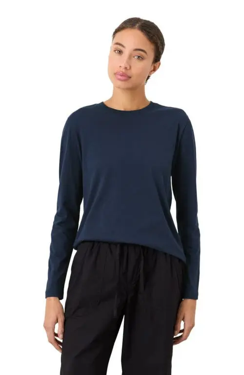 PACT Organic Cotton Softspun Essential Crewneck Long Sleeve Tee - Navy