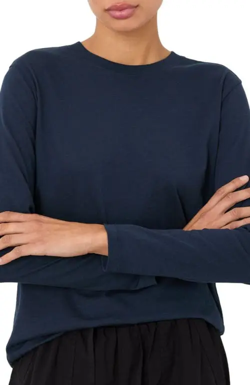 PACT Organic Cotton Softspun Essential Crewneck Long Sleeve Tee - Navy