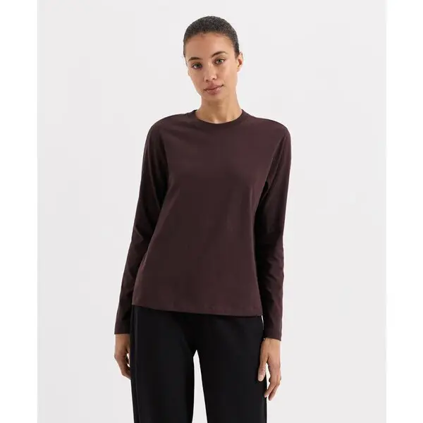 PACT Organic Cotton Softspun Essential Crewneck Long Sleeve Tee - Plum