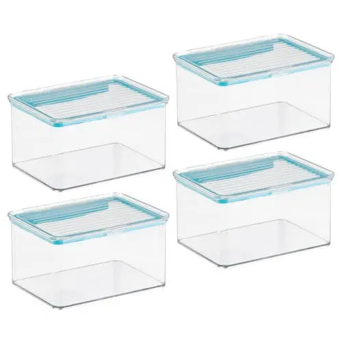 IDESIGN Small Food Storage Box With Airtight Sealset Of 4clear - Natural