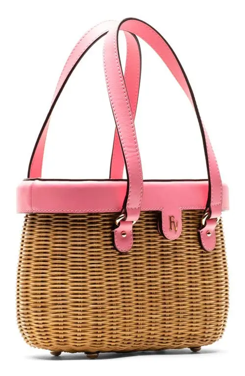 FRANCES VALENTINE Willow Woven Wicker And Leather Top Handle Bag