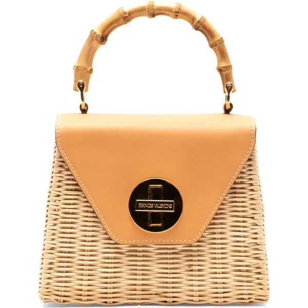FRANCES VALENTINE Mini Midge Woven Wicker & Leather Top Handle Bag - Toast/natural