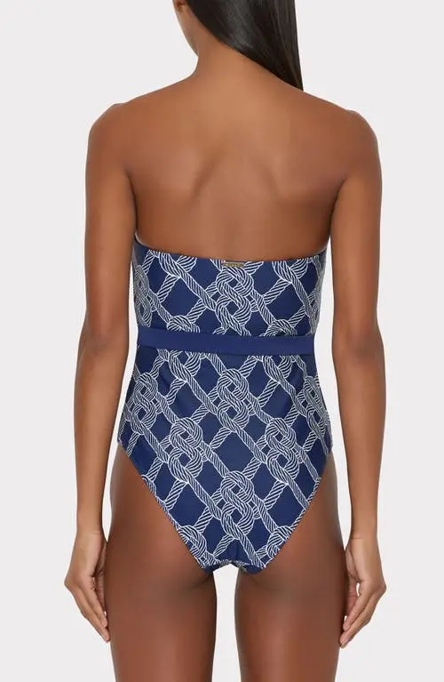 MILLY Rope Print Belted One-piece Swimsuit