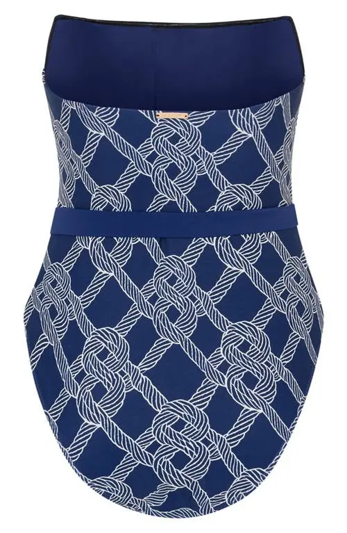 MILLY Rope Print Belted One-piece Swimsuit