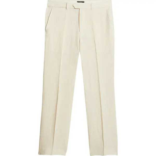 PERCIVAL Flat Front Linen Chinos - Cream