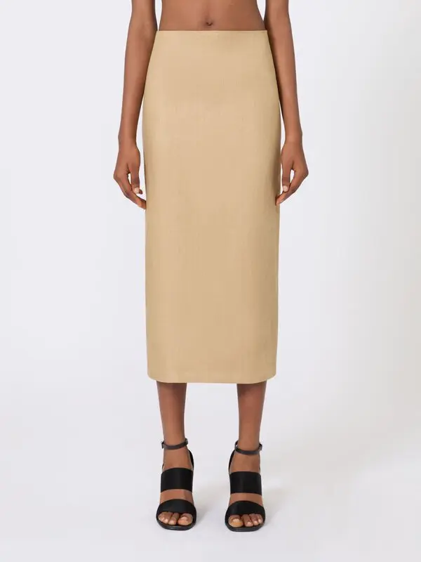 Max Mara Slim-fit Linen Twill Midi Skirt - Camel