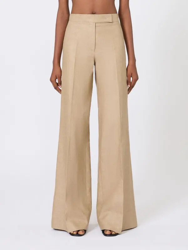 Max Mara Regular-cut Linen Basketweave Trousers
