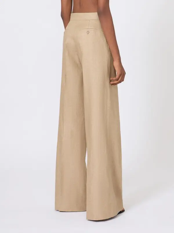 Max Mara Regular-cut Linen Basketweave Trousers