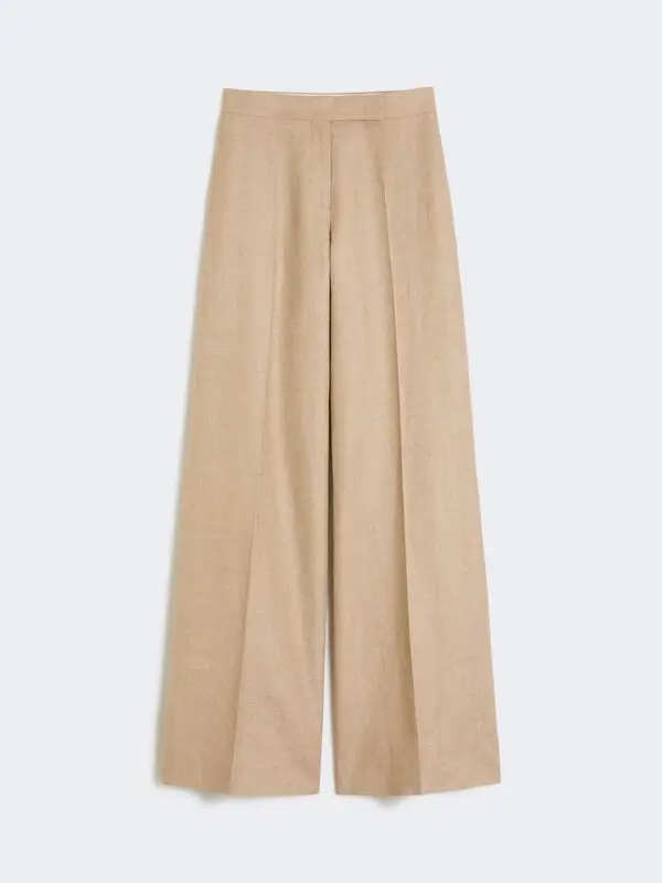 Max Mara Regular-cut Linen Basketweave Trousers