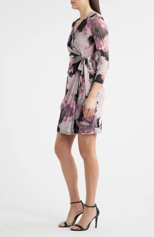 Anne Klein Floral Print Wrap Mini Dress