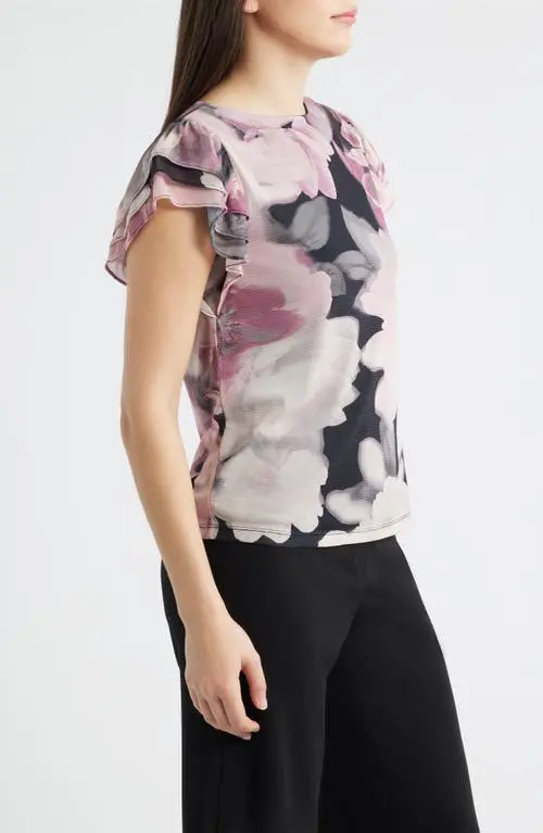 Anne Klein Print Flutter Sleeve Top