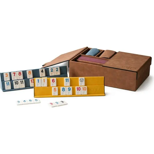 DOMANI HOME Rummikub Set With Faux Leather Box - Brown