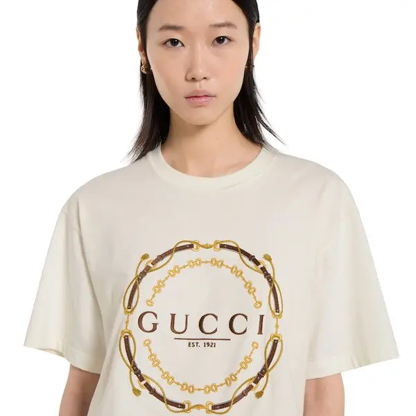 Gucci Cotton Jersey T-shirt With Print - Beige