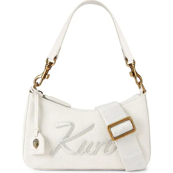 Kurt Geiger Small Kurt Canvas Crossbody Bag - White