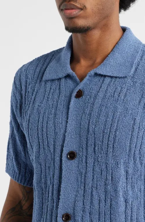 Oas Zefi Salamanca Texture Knit Short Sleeve Button-up Shirt
