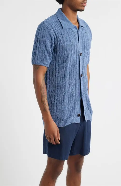 Oas Zefi Salamanca Texture Knit Short Sleeve Button-up Shirt