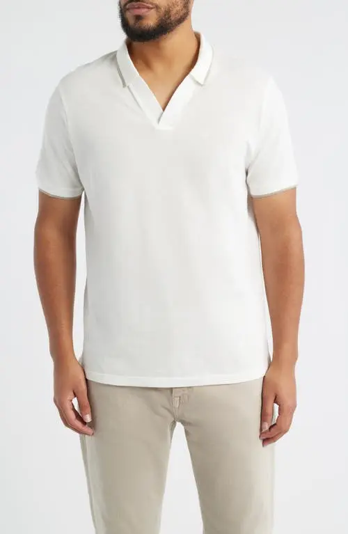 Emporio Armani Piqué Johnny Collar Polo - Solid White
