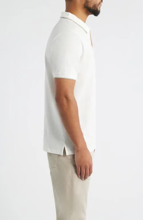 Emporio Armani Piqué Johnny Collar Polo - Solid White