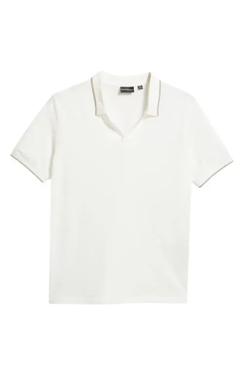 Emporio Armani Piqué Johnny Collar Polo - Solid White
