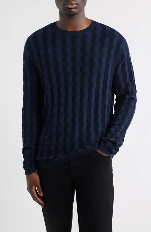 Emporio Armani Lattice Texture Crewneck Sweater - Navy