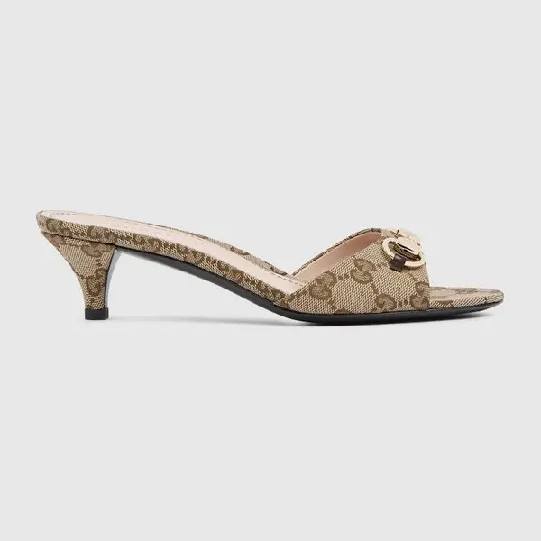 Gucci Horsebit Gg Canvas Slide Sandal