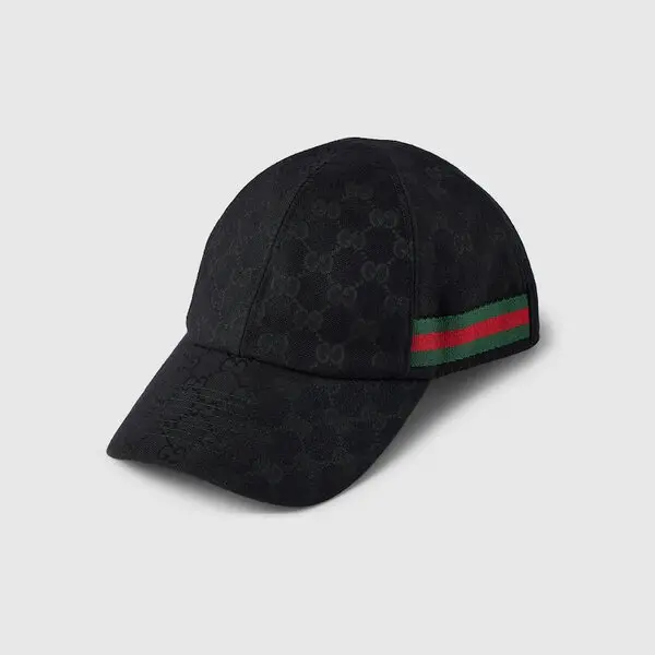Gucci Gg Baseball Cap With Web Stripe - Black