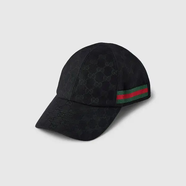 Gucci Gg Baseball Cap With Web Stripe - Black