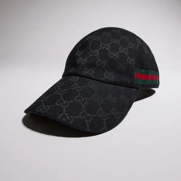 Gucci Gg Baseball Cap With Web Stripe - Black