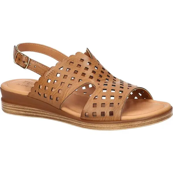 EASY WORKS BY EASY STREET Martella Slingback Wedge Sandal - Cognac