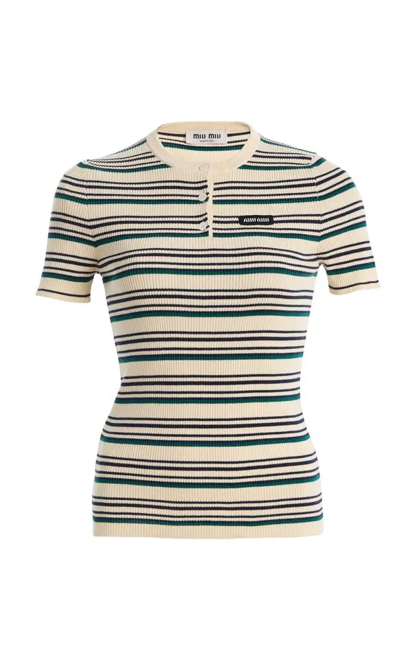 Miu Miu Striped Henley Top