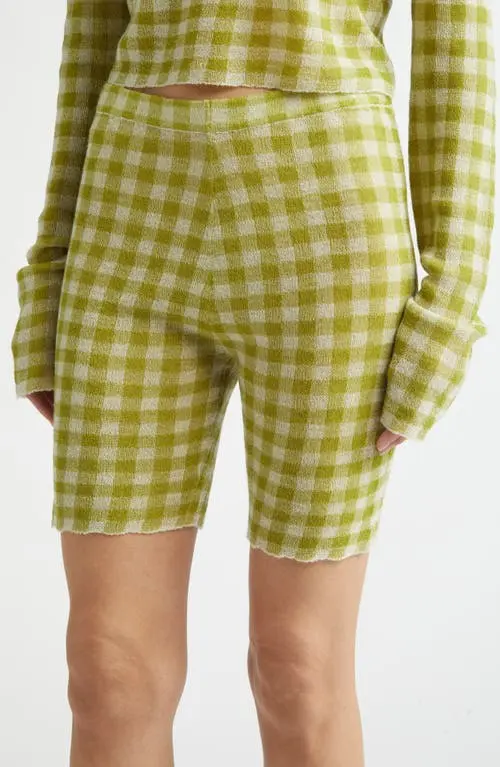 YANYAN Gingham Wool Bike Shorts With Wrap Panel
