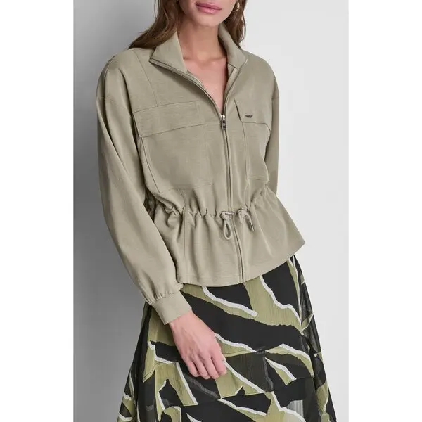 Dkny Arid Cotton Blend Piqué Jacket - Light Fatigue