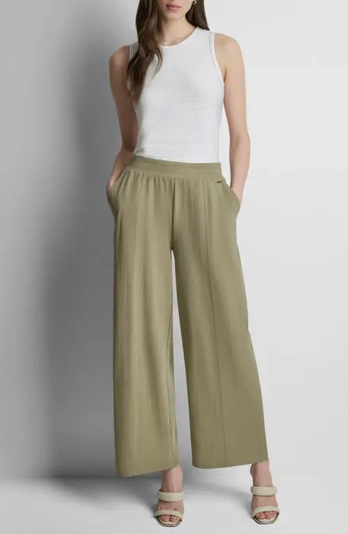 Dkny Logo Pull-on Wide Leg Trousers - Lght Fatigue