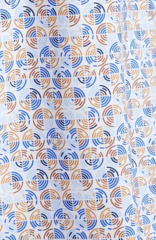 Johnston & Murphy Xc Motion Performance Knit Button-up Shirt - Blue/tan Split Disc