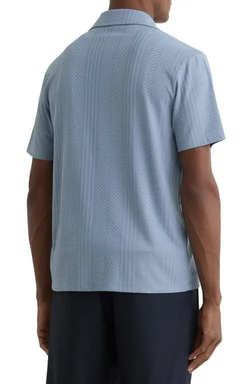 REISS Frederick Textured Stripe Camp Shirt - Soft Blue