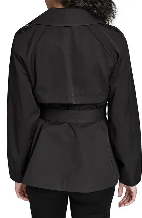 Karl Lagerfeld Short Flared Trench Coat - Black