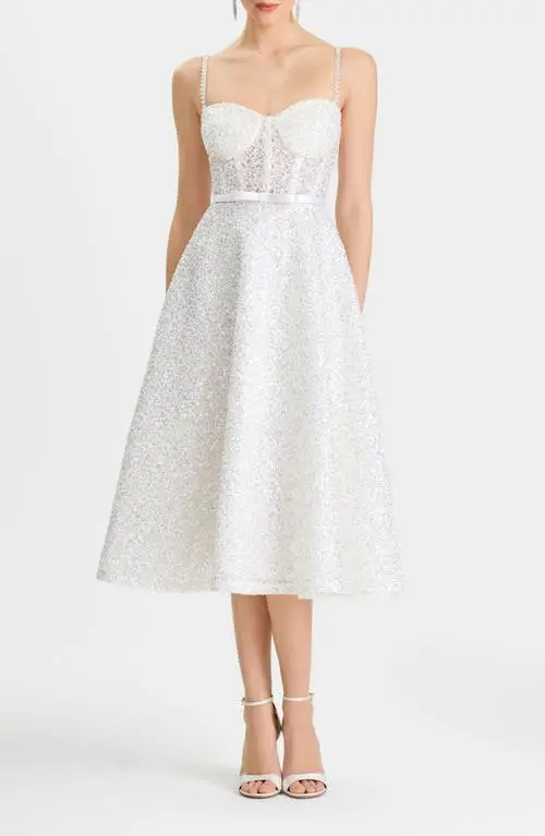 NADINE MERABI Marilyn Sequin Cocktail Dress - White