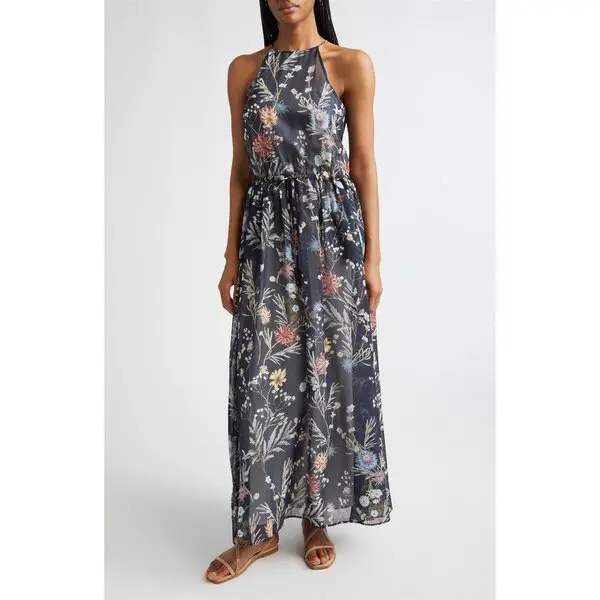 Eleventy Floral Silk Chiffon Maxi Dress