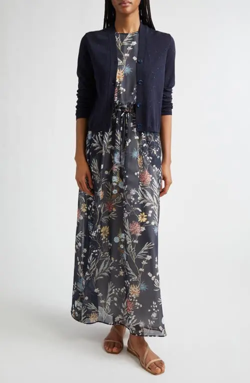Eleventy Floral Silk Chiffon Maxi Dress