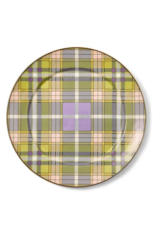 MACKENZIE-CHILDS Enameled Steel Charger Plate - Tartan Violet
