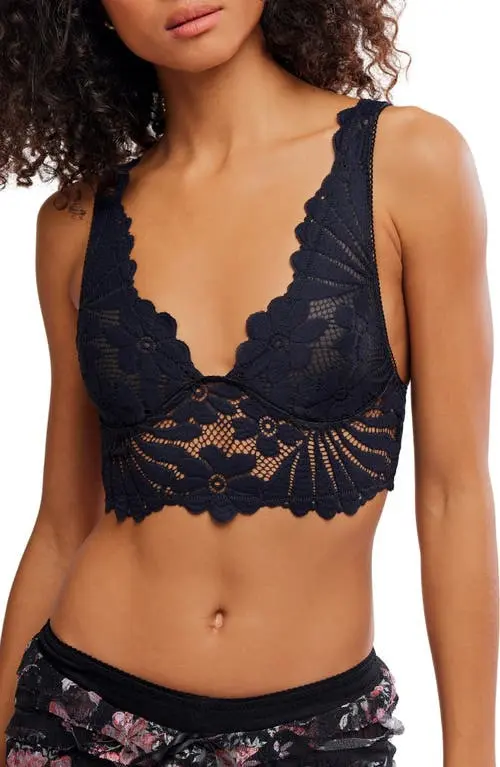 Free People Petal Party Plunge Bralette - Black