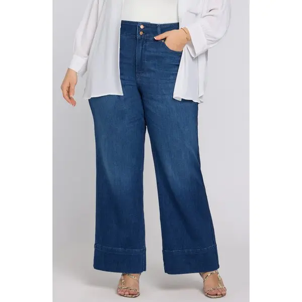 NYDJ Teresa Wide-leg Jeans With Wide Hem - Deep Wave