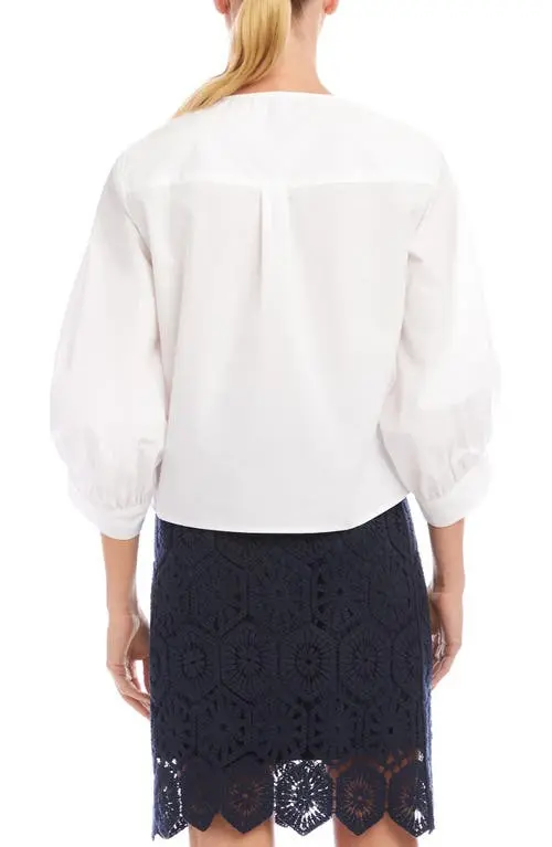 Karen Kane Tie Front Cotton Top - Off White