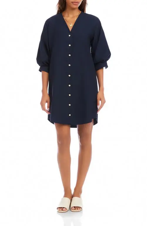 Karen Kane Puff Sleeve Button-up Dress