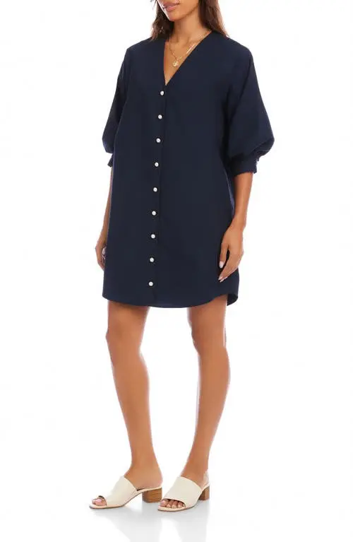 Karen Kane Puff Sleeve Button-up Dress